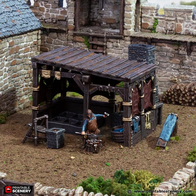 Dnd Blacksmith and Smithy Shop Medieval Village Market Trade Tabletop ...