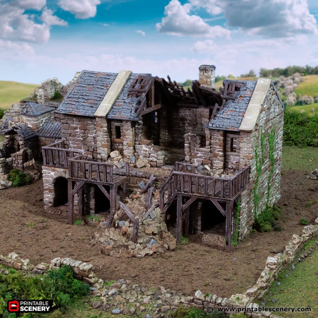 Dnd Black Rock RUINED Barracks From King and Country Village Medieval ...
