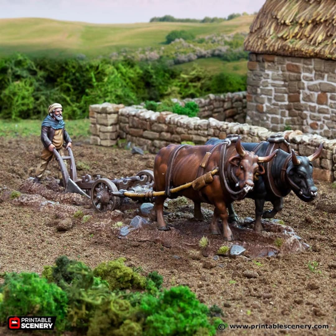 Dnd RESIN Oxen and Plow With Farmer From King and Country Village ...