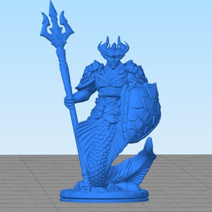Dnd Merfolk King With Trident Merman Mermaid Mini RPG D&D Dungeons and ...
