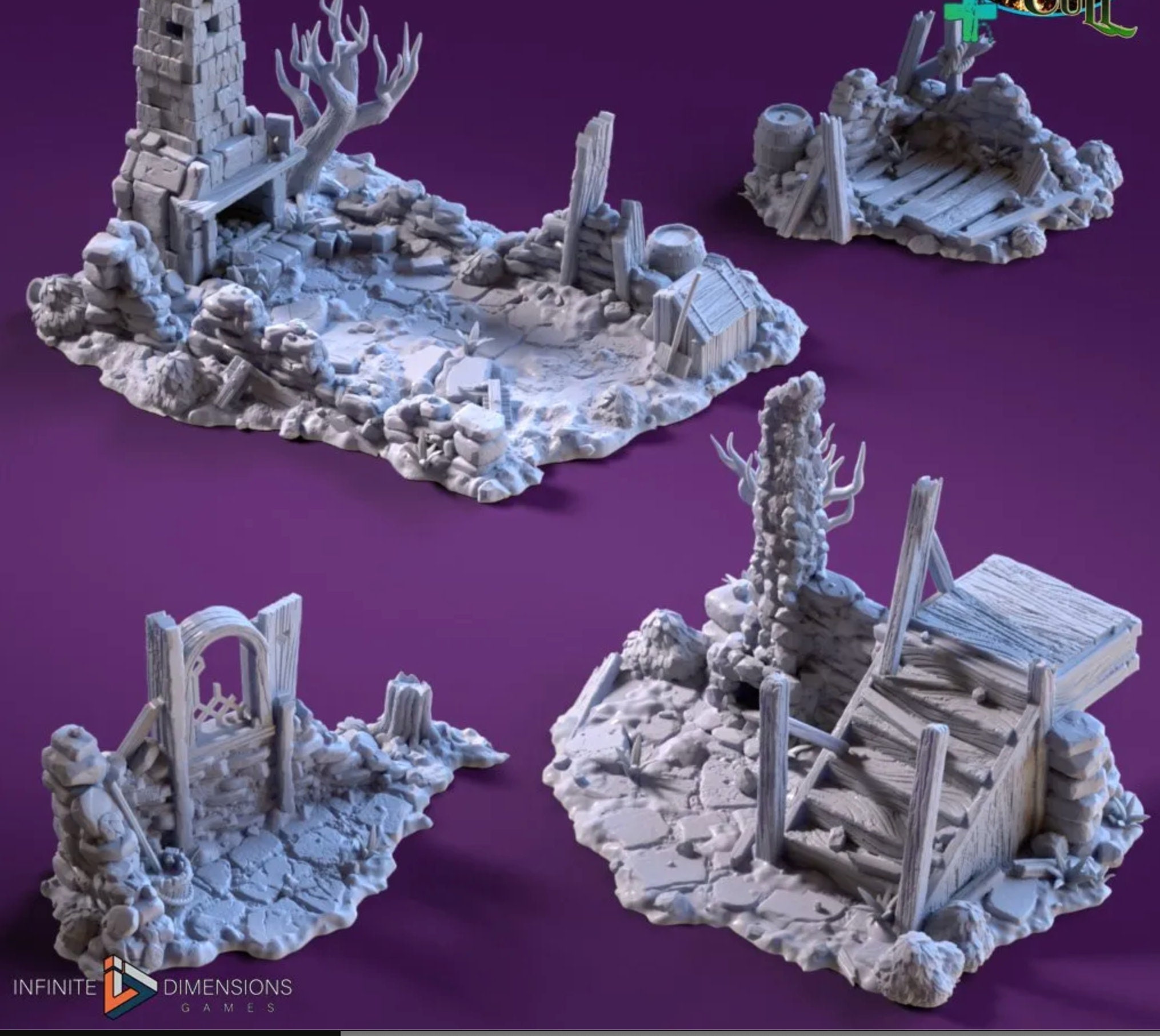 Dnd Ruined Scatter Pieces Rubble Building War Ruins Tabletop Scatter ...