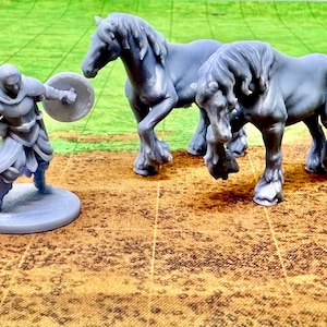 Dnd Draft Horses Work Horse Set for Wagon Medieval Transport Cart Wagon ...