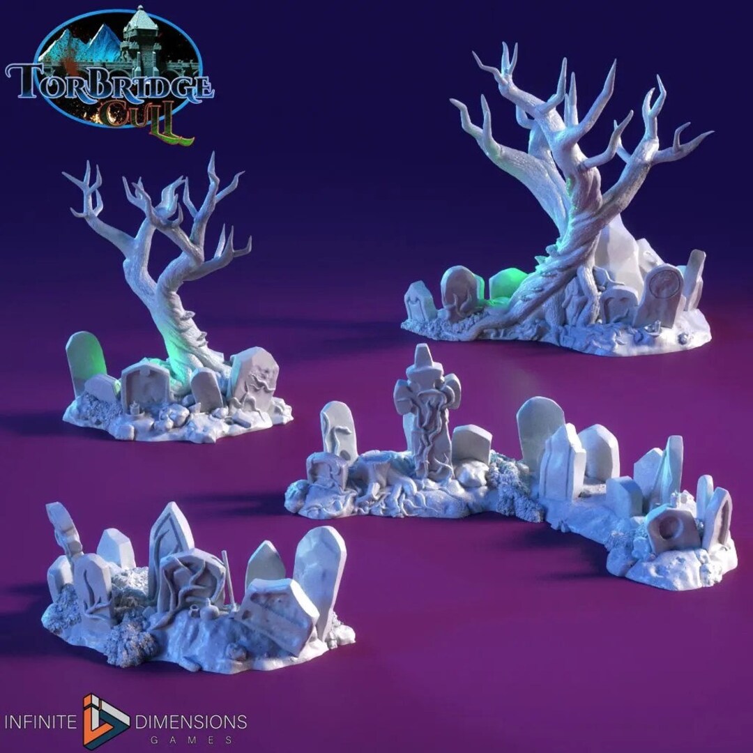 Dnd Graveyard Headstones With Trees Cemetery Miniature RPG D&D Tabletop ...