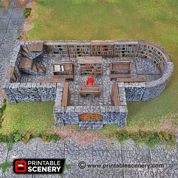 Dnd Library Bookcases and Furniture Set Dwarven Forge Tabletop Scatter ...