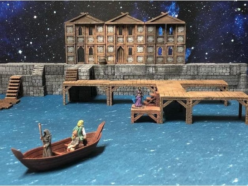 Dnd Ferryman and Boat 28mm Tabletop Terrain Miniatures RPG D&D Dungeons ...