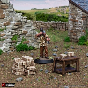 Dnd Stone Mason Workman Set With Tools Country and King Castle Village ...