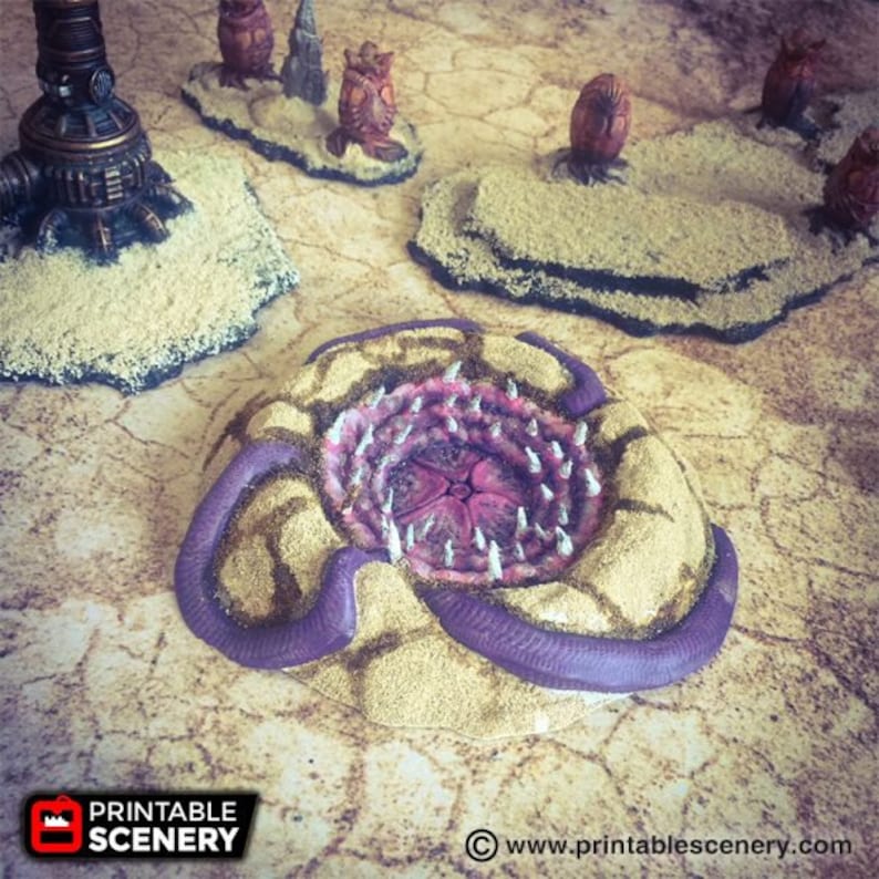 Dnd Alien Sandworm Maws Pit Star Wars Legion Planet Sci-fi Tabletop ...