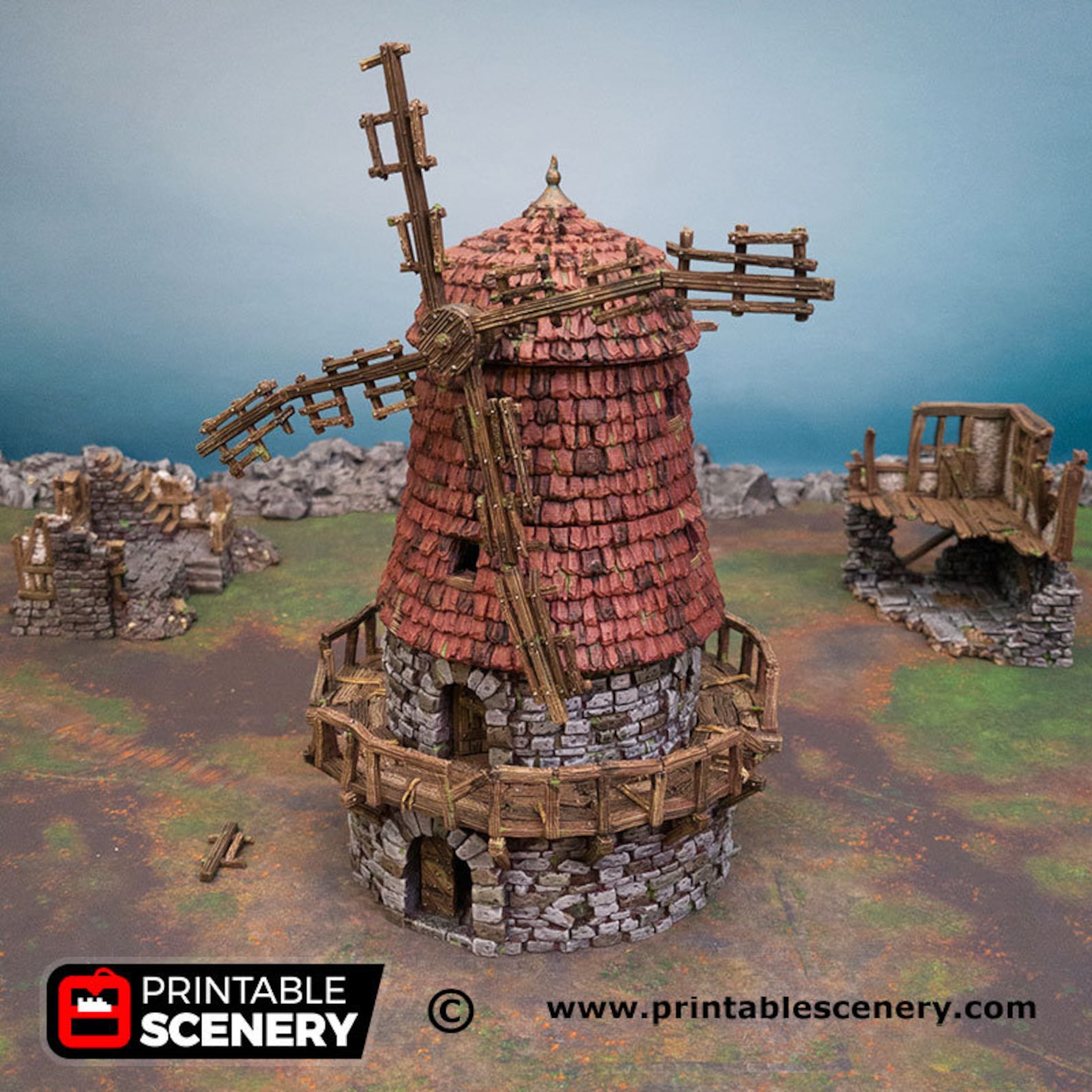 Dnd Haunted Windmill War Ruins Shadow Fey Tabletop Scatter Terrain RPG ...