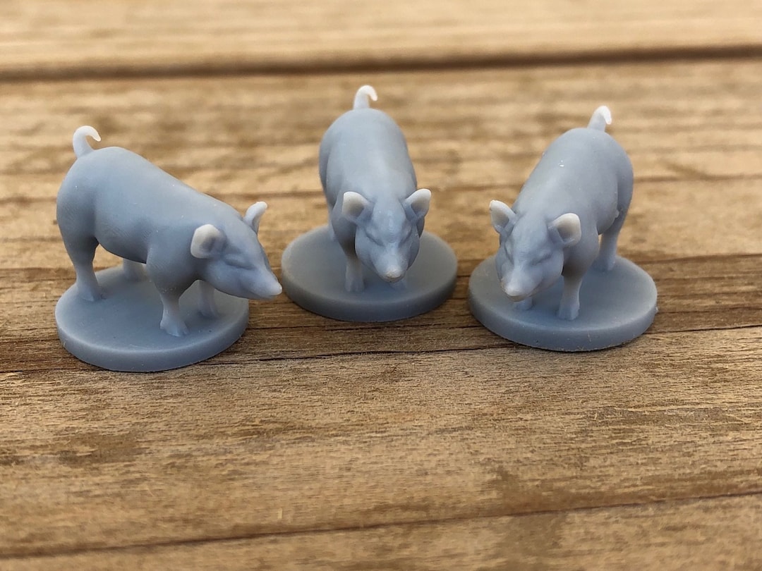 Dnd Pig Set Farm Livestock Animals Piglet Boar Tabletop Village Terrain ...