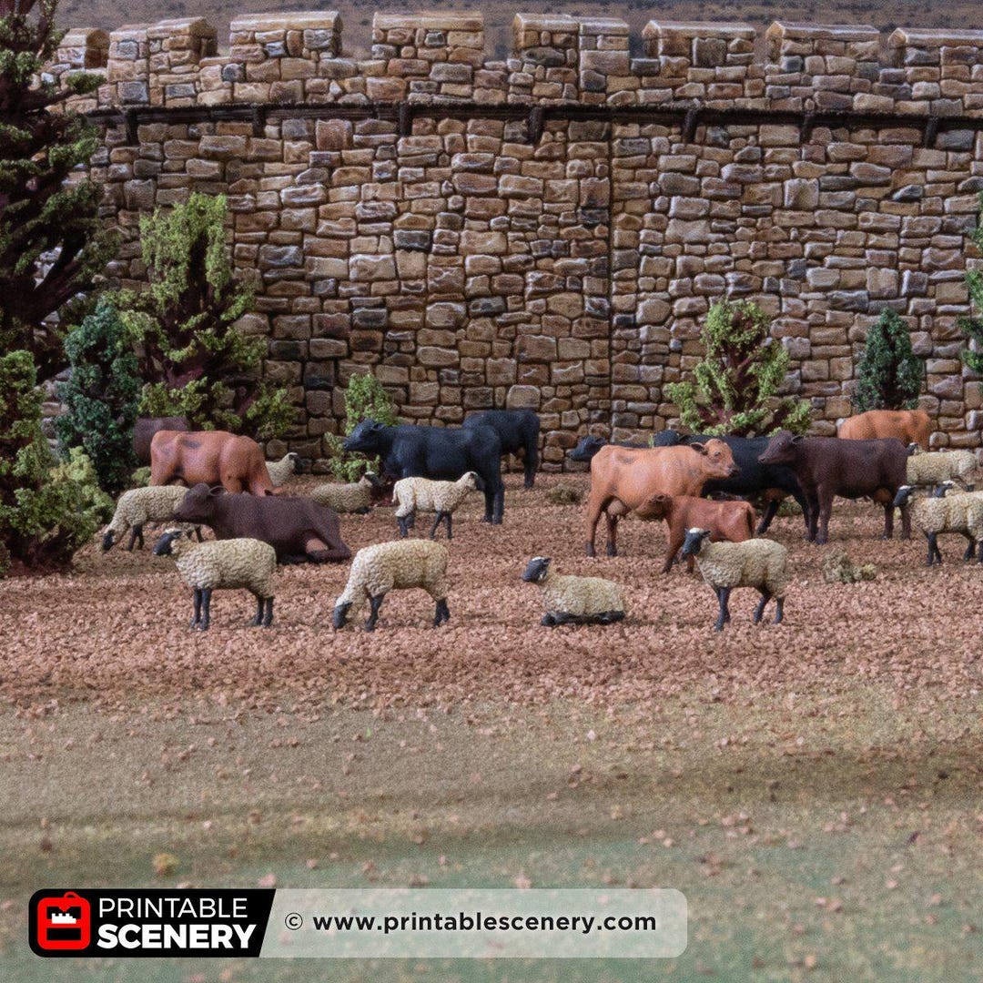 Dnd Cows and Sheep Livestock Pasture Farm Animals Set Terrain Medieval ...