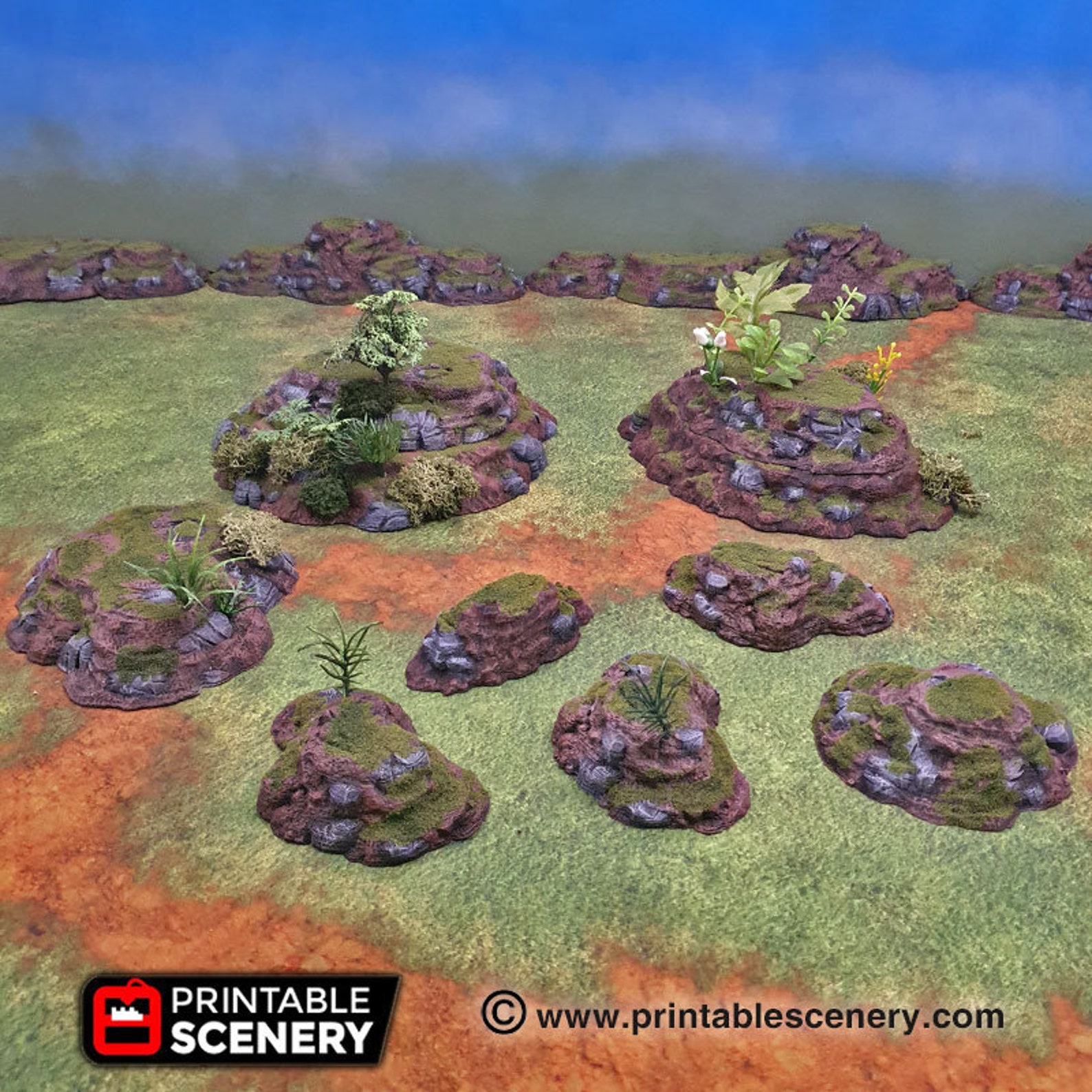 Dnd Modular Hills Scatter Terrain RPG Pathfinder D&D Dungeons and ...