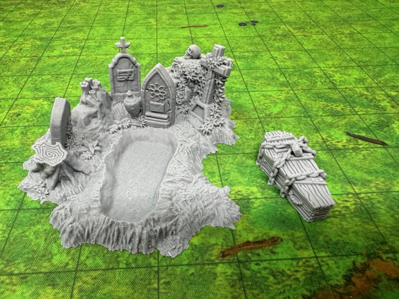 Dnd Grave Scene Tombstones Coffin Cemetery Graveyard Mausoleum Burial ...