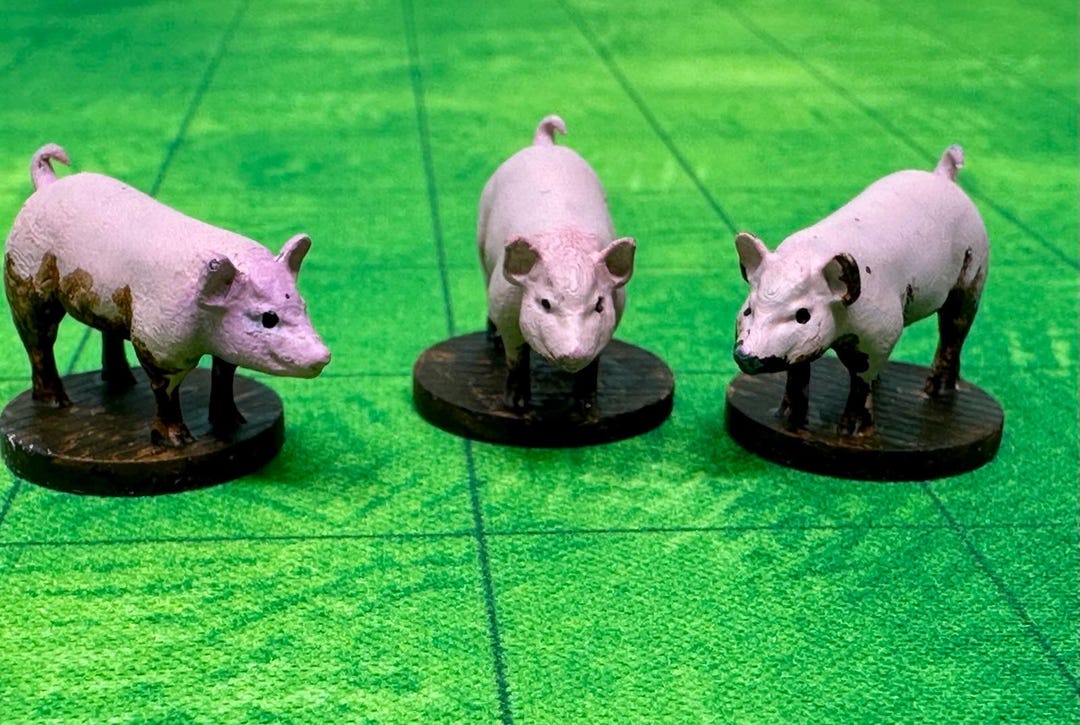 Dnd Pig Set Farm Livestock Animals Piglet Boar Tabletop Village Terrain ...