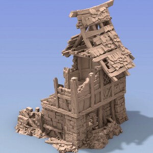 Dnd War Ruins Timber Frame Medieval House 2 Ruined Home Village ...