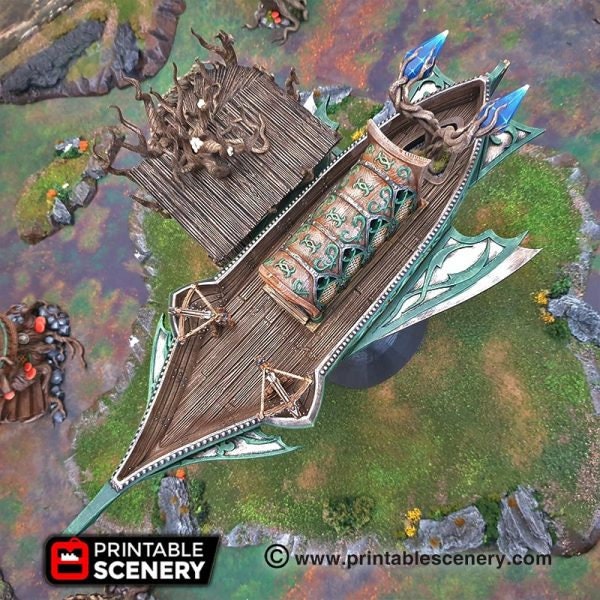 Dnd Elven Sky Reaver Elf Ship Aircraft Boat Airship Tabletop Scatter ...