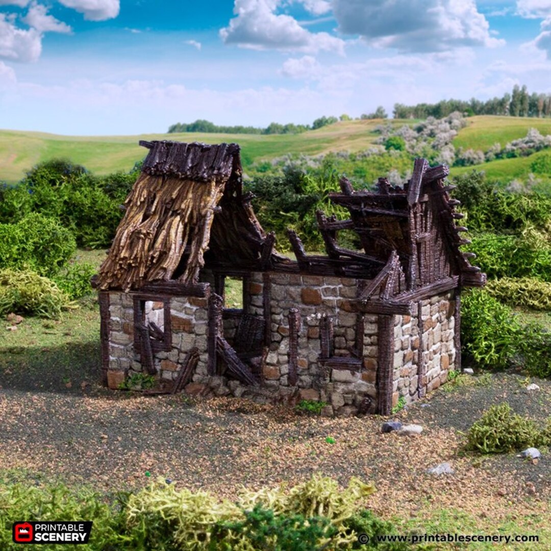 Dnd Ruined Norman Stone Barn From King and Country Village Tabletop ...
