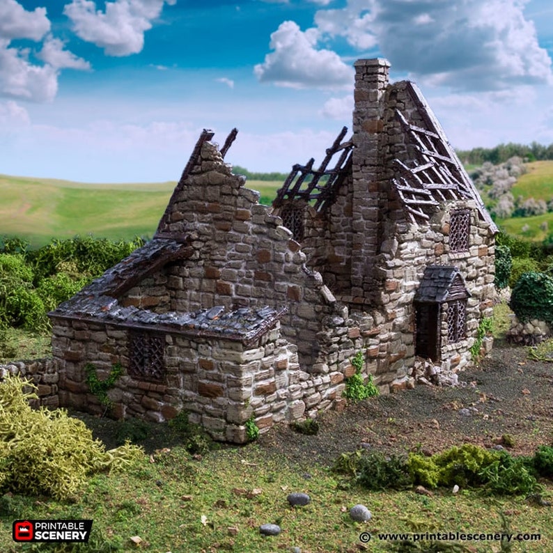 Dnd Ruined Crow Cottage Medieval House From King and Country - Etsy