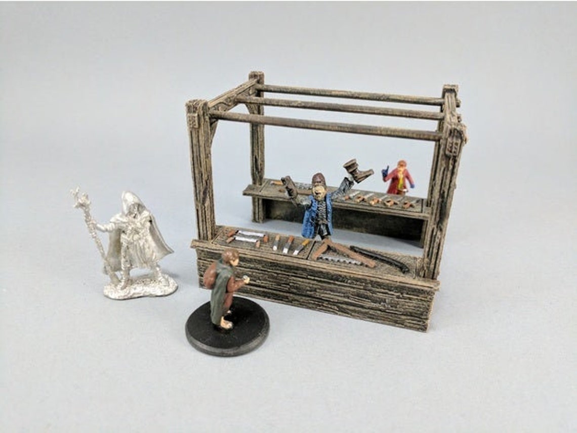 Dnd Market Peddler Merchant Stall - 28mm Tabletop Terrain Miniature RPG ...
