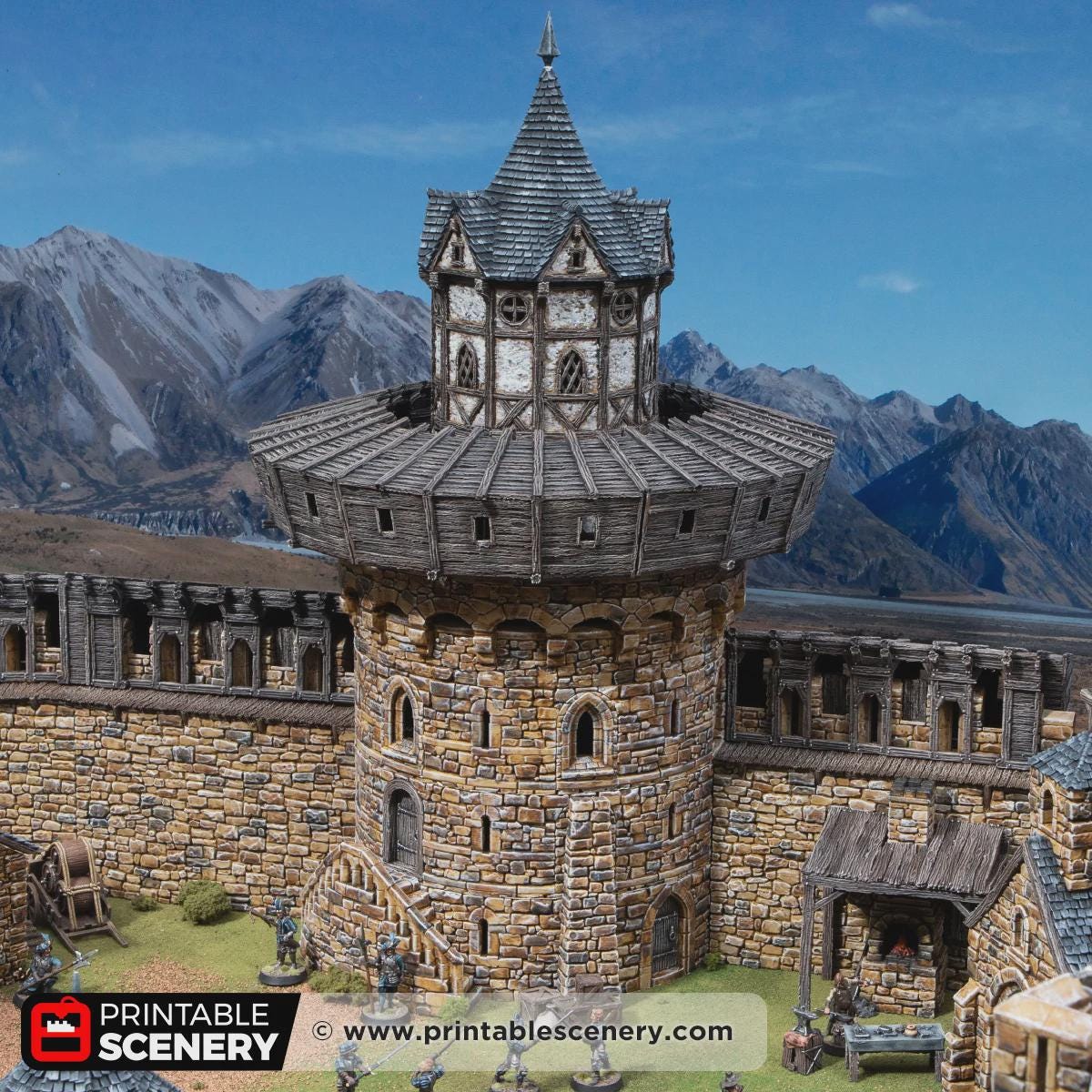 Dnd Round Keep Throne and Ash HEX Castle Walls Fortress Fort Tabletop ...