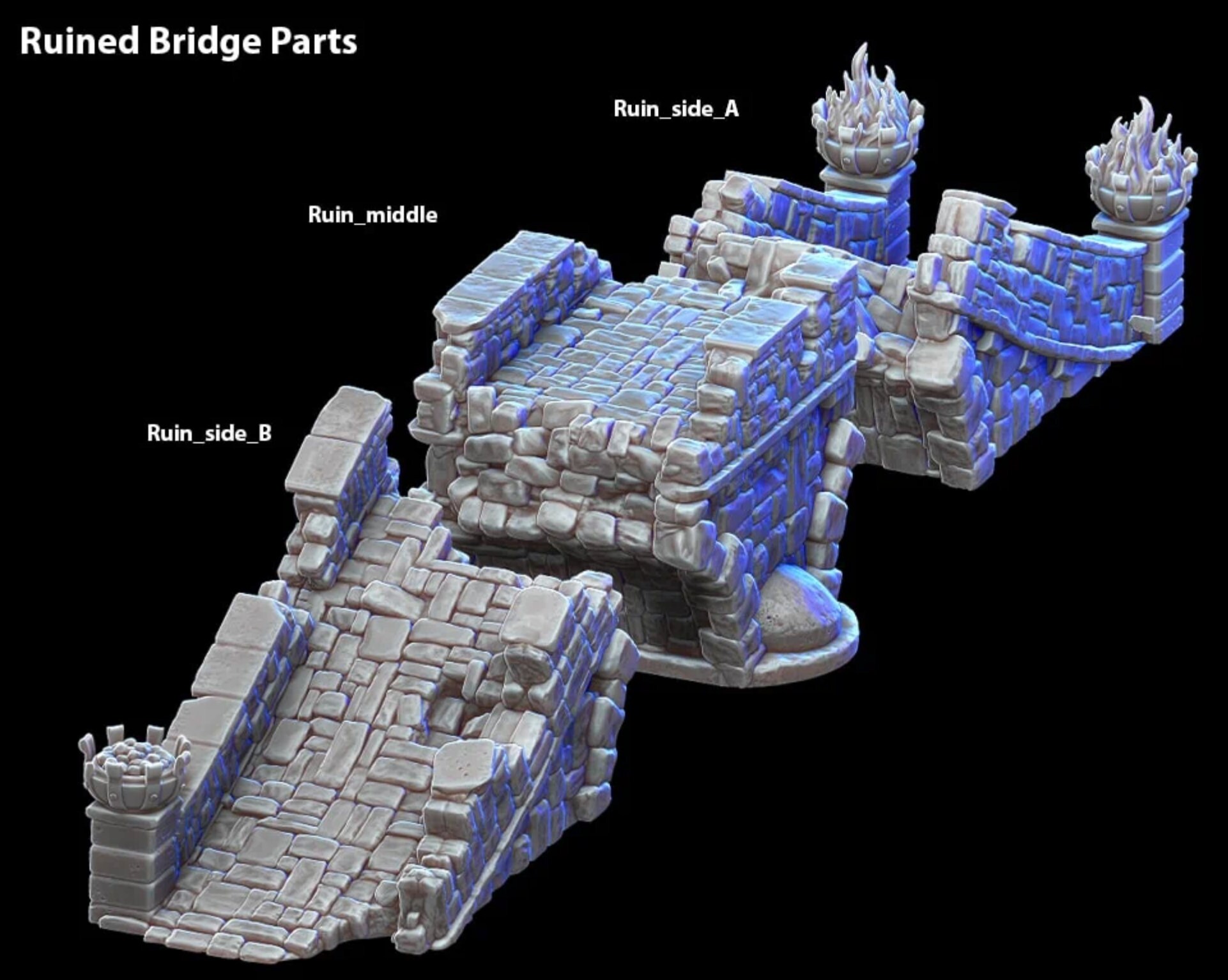 Dnd Large Ruined Bridge River Troll Crossing Village Medieval Scatter ...