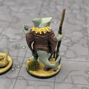 Dnd RESIN Sharkman With Staff Wereshark 28mm Miniature D&d Miniature ...