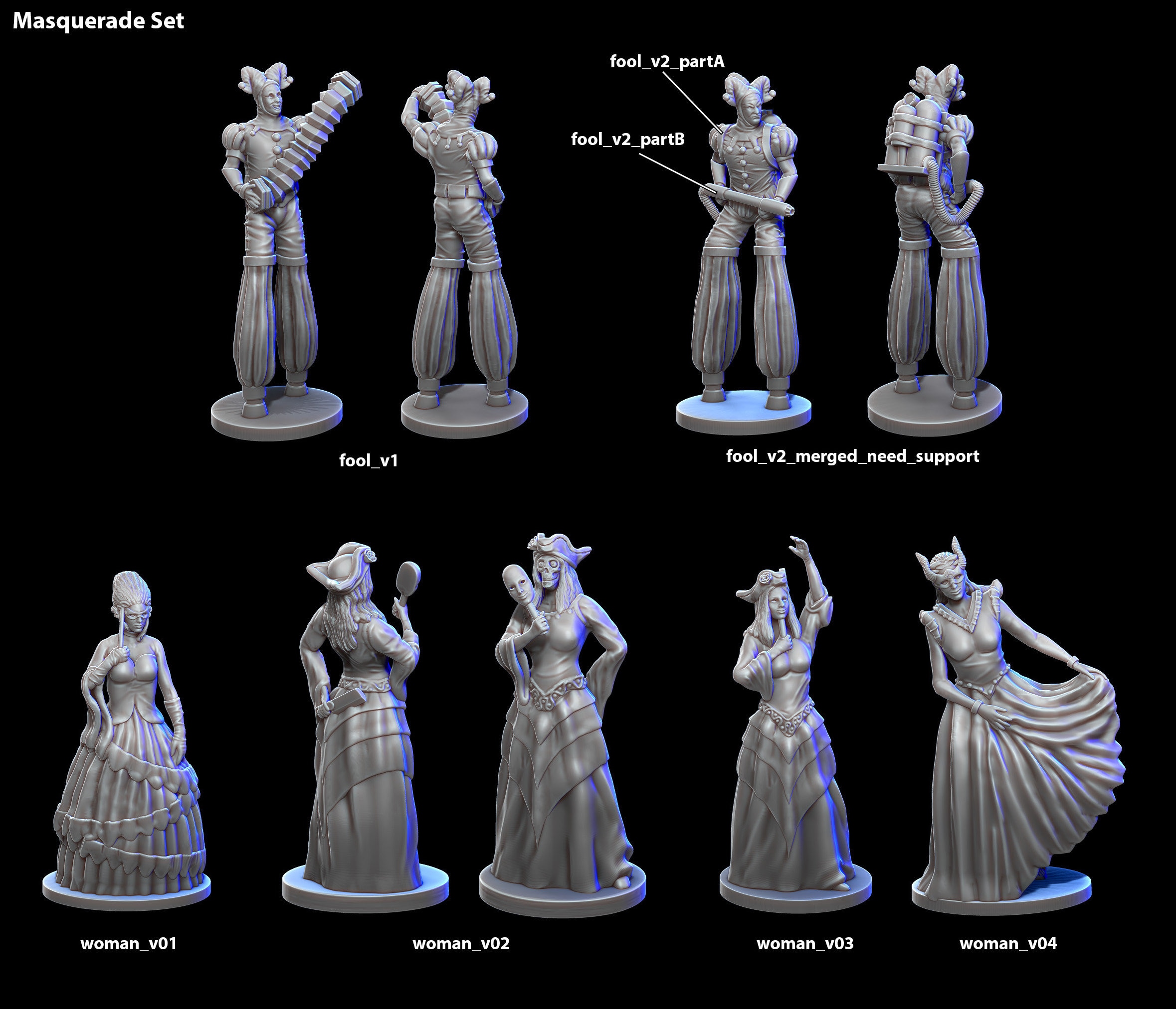 Dnd Set of 6 Masquerade Party Resin Miniatures City of Tarok - Etsy