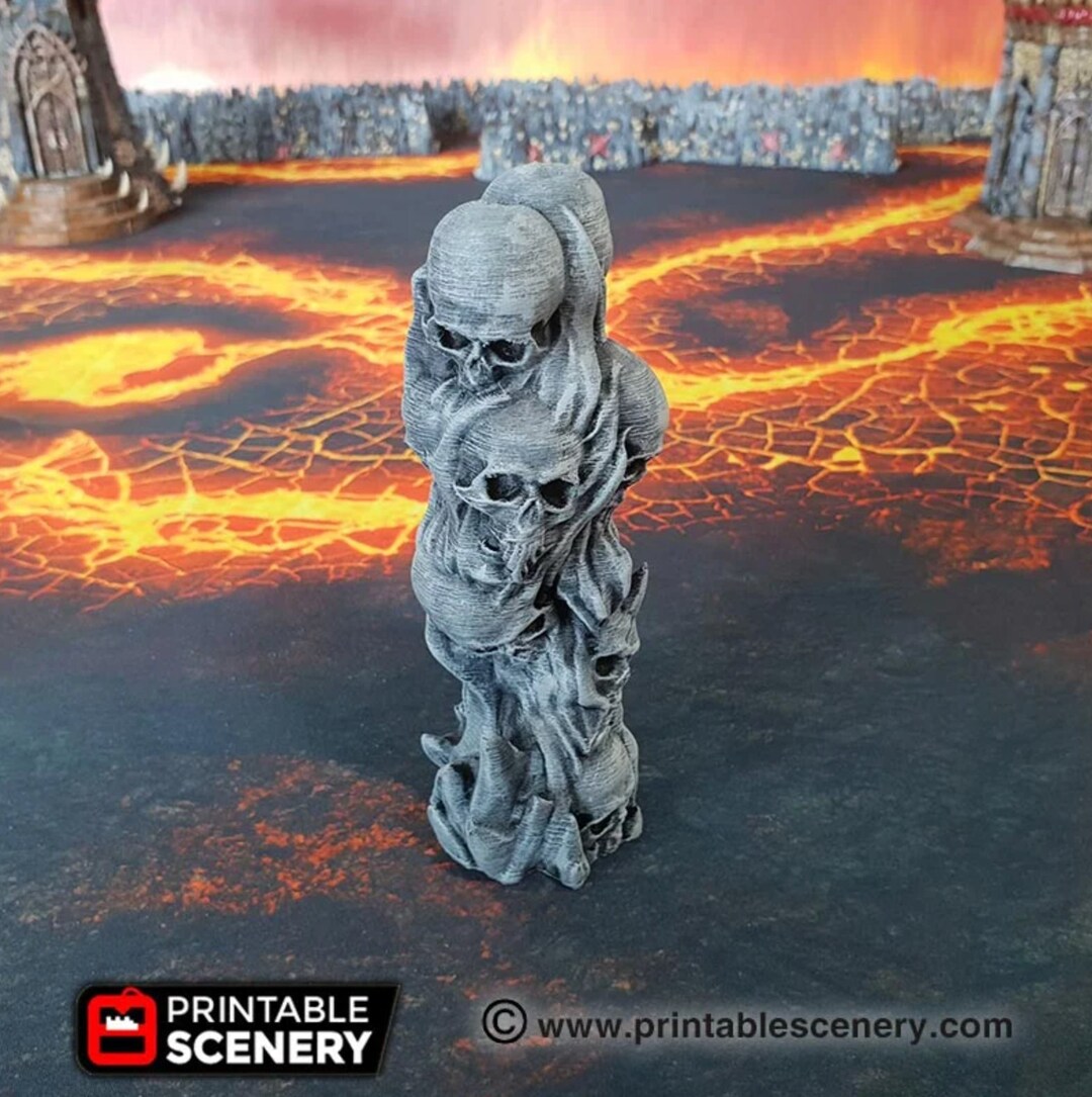 Dnd Skull Pillar Dark Lands Necromancer Hellscape Skull Pillars Lava ...