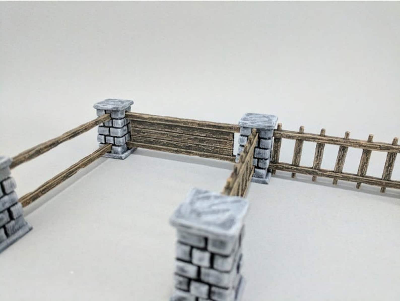Dnd Stone and Wood Fence Tabletop Scatter Terrain Village - Etsy