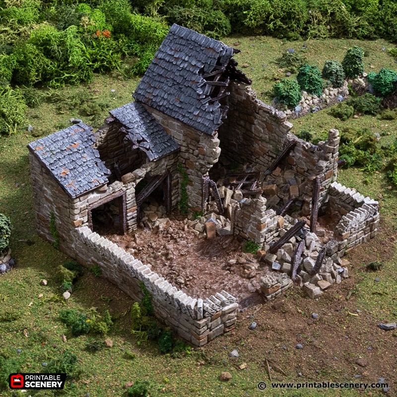 Dnd Ruined Farm Pig Pen King and Country Village Tabletop War Ruins ...