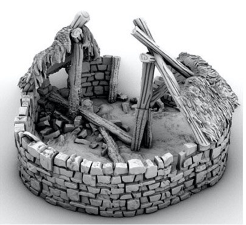 Dnd Round House Ruins Village Burn War Ruin Tabletop Scatter Terrain ...