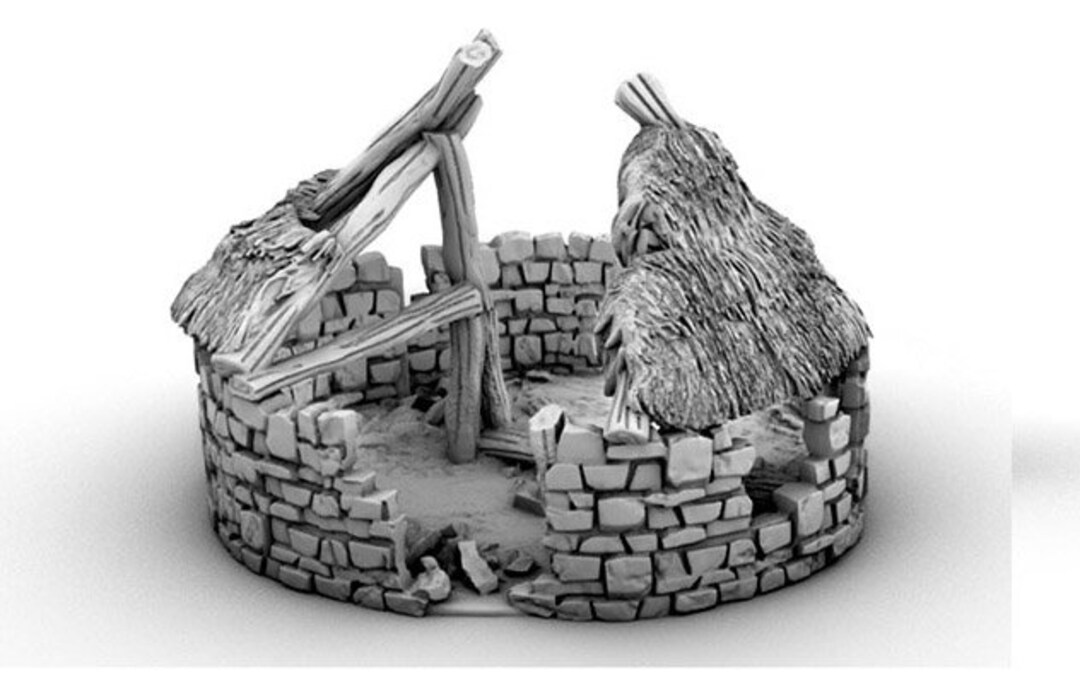 Dnd Round House Ruins Village Burn War Ruin Tabletop Scatter Terrain ...