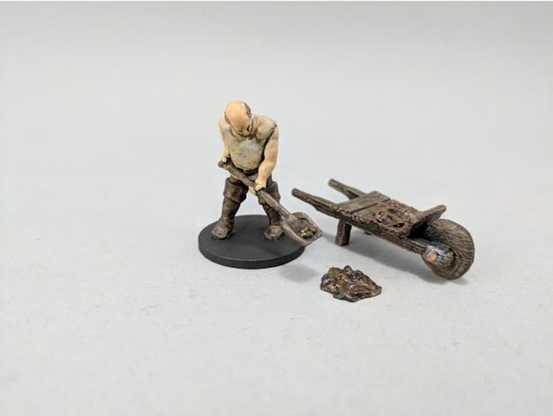 Dnd Dung Sweeper and Wheelbarrow Set Tabletop Scatter Terrain Peasant ...