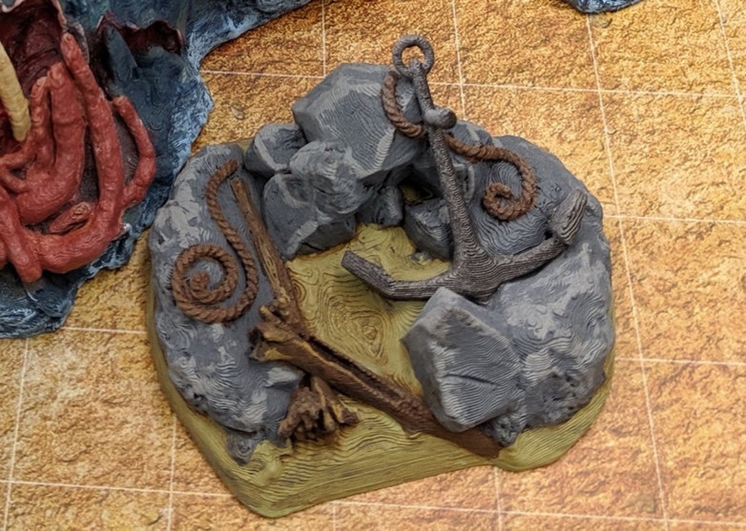 Dnd Anchor on Rocks Beach Ocean Tabletop Scatter Terrain Miniature RPG ...