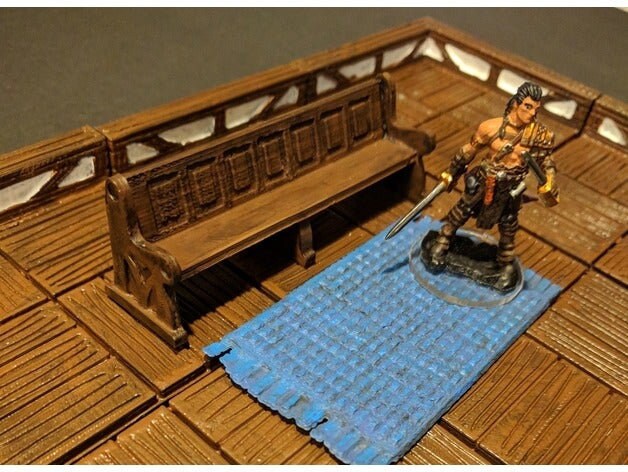 Dnd Church Pew Bench- 28mm Tabletop Scatter Terrain Miniature RPG D&D ...