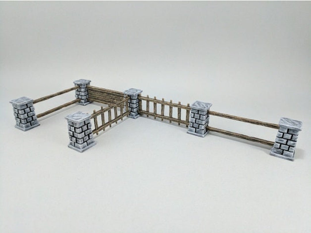 Dnd Stone and Wood Fence Tabletop Scatter Terrain Village Miniature RPG ...