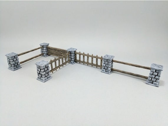 Dnd Stone and Wood Fence Tabletop Scatter Terrain Village - Etsy