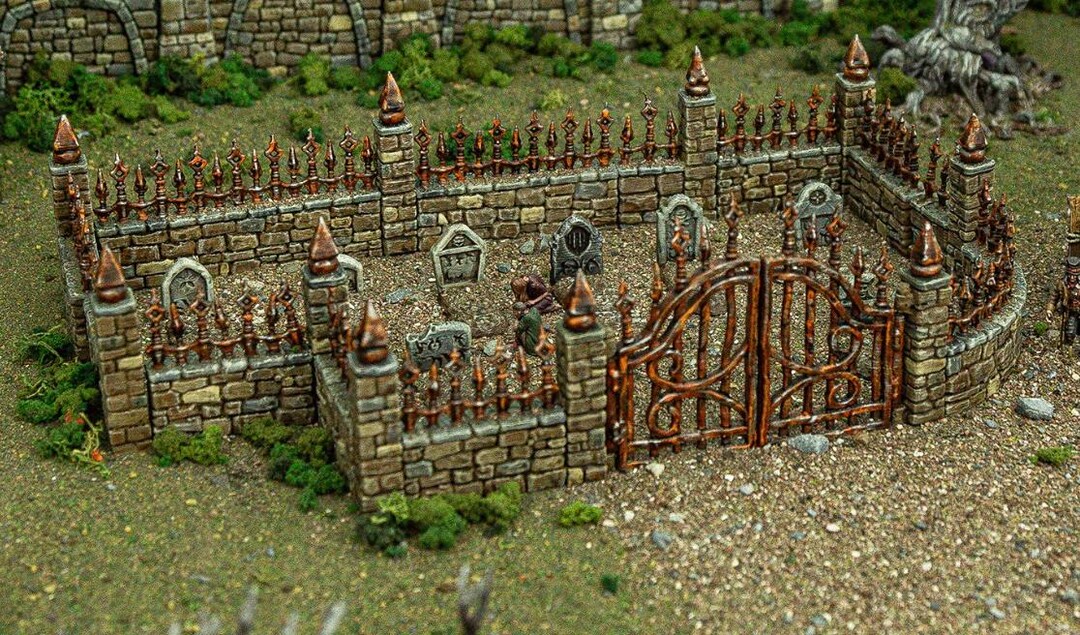 Dnd Graveyard Headstones and Fence With Gate Ramshackle and Ruins ...