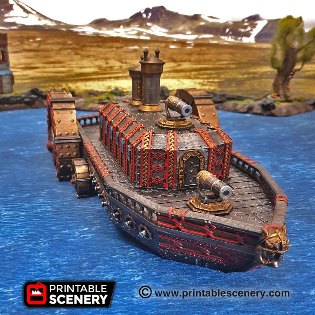Dnd Steam Ironclad Dwarf Ship Sea Vessel Watercraft Steampunk Boat ...