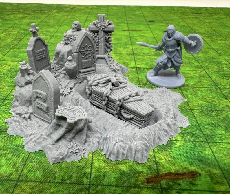 Dnd Grave Scene Tombstones Coffin Cemetery Graveyard Mausoleum Burial ...