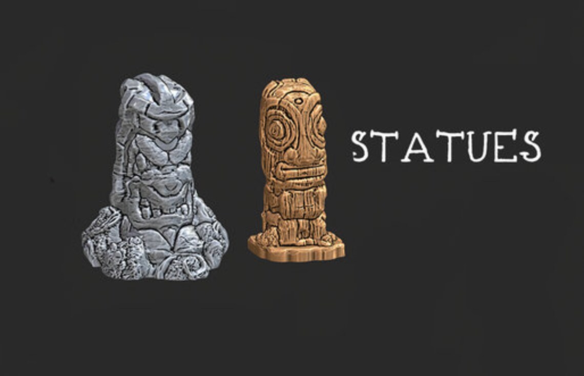 Dnd Depths of Savage Small Tribal Stone Statues Island Hut Tabletop ...