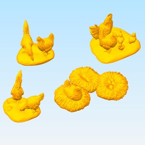 Dnd Set of Chickens Hen & Rooster Coop Livestock Farm Poultry Animal ...