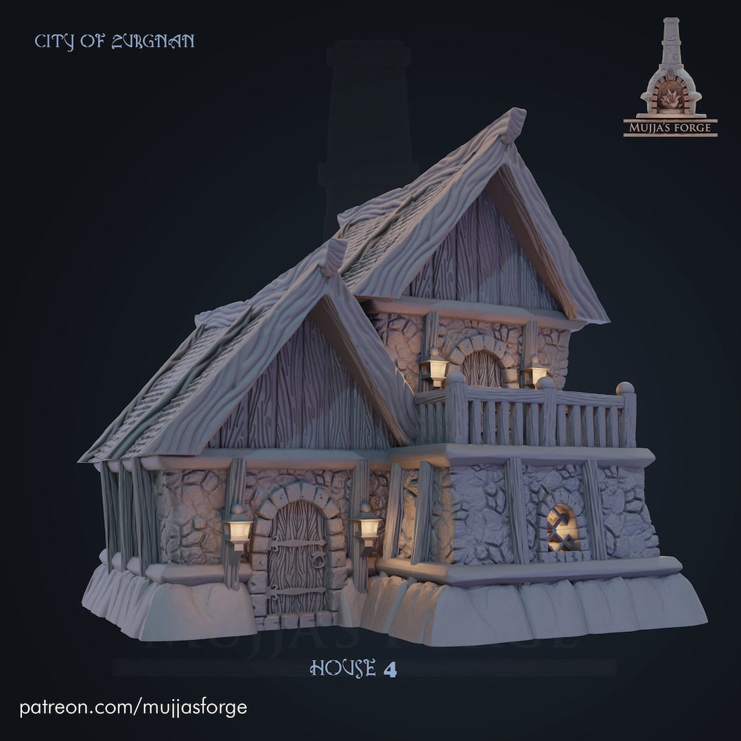Dnd Cottage Style 4 Home House - 28mm Tabletop Miniature Village ...