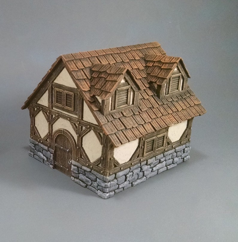 Dnd Tudor Cottage Thatched Roof House Village Tabletop Terrain - Etsy