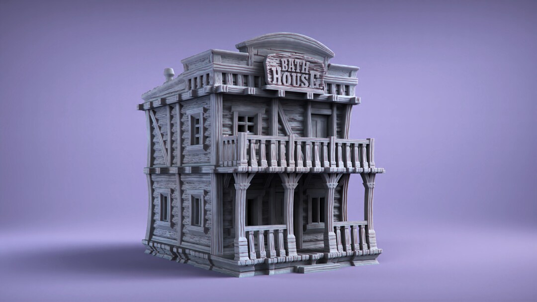 Dnd Belle's Bathhouse Bath House Western Town Railway Terrain Wargaming ...