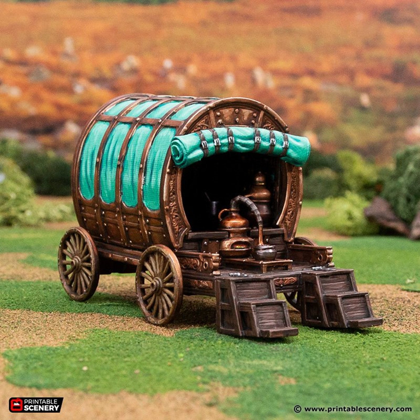 Dnd Potion Merchant Cart Alchemist Gypsy Wagon Tabletop Scatter Terrain ...