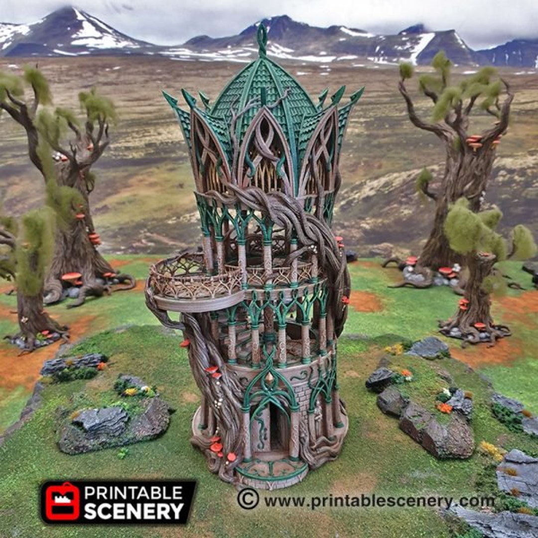 Dnd Elven Tower Aeternus Tabletop Fantasy Scatter Terrain RPG D&D ...