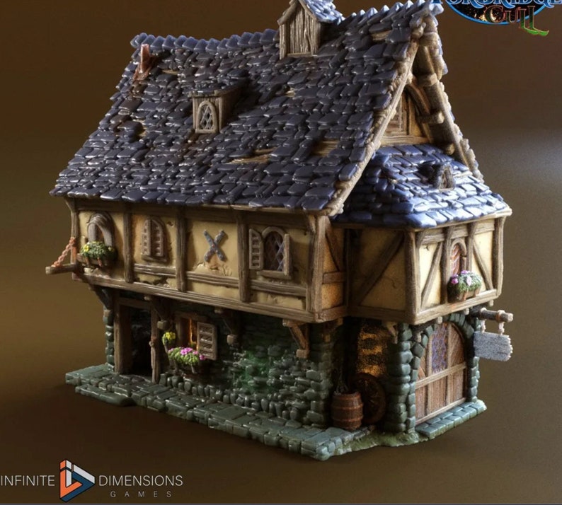 Dnd Milat's Townhouse House Home Medieval Village Tabletop - Etsy