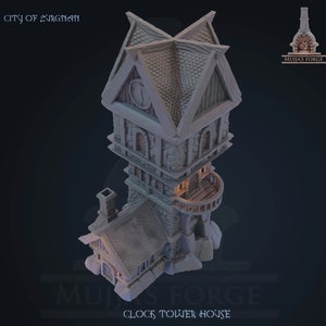 Dnd Clock Tower House Medieval Village - 28mm Tabletop Miniature ...