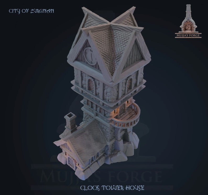 Dnd Clock Tower House Medieval Village 28mm Tabletop - Etsy