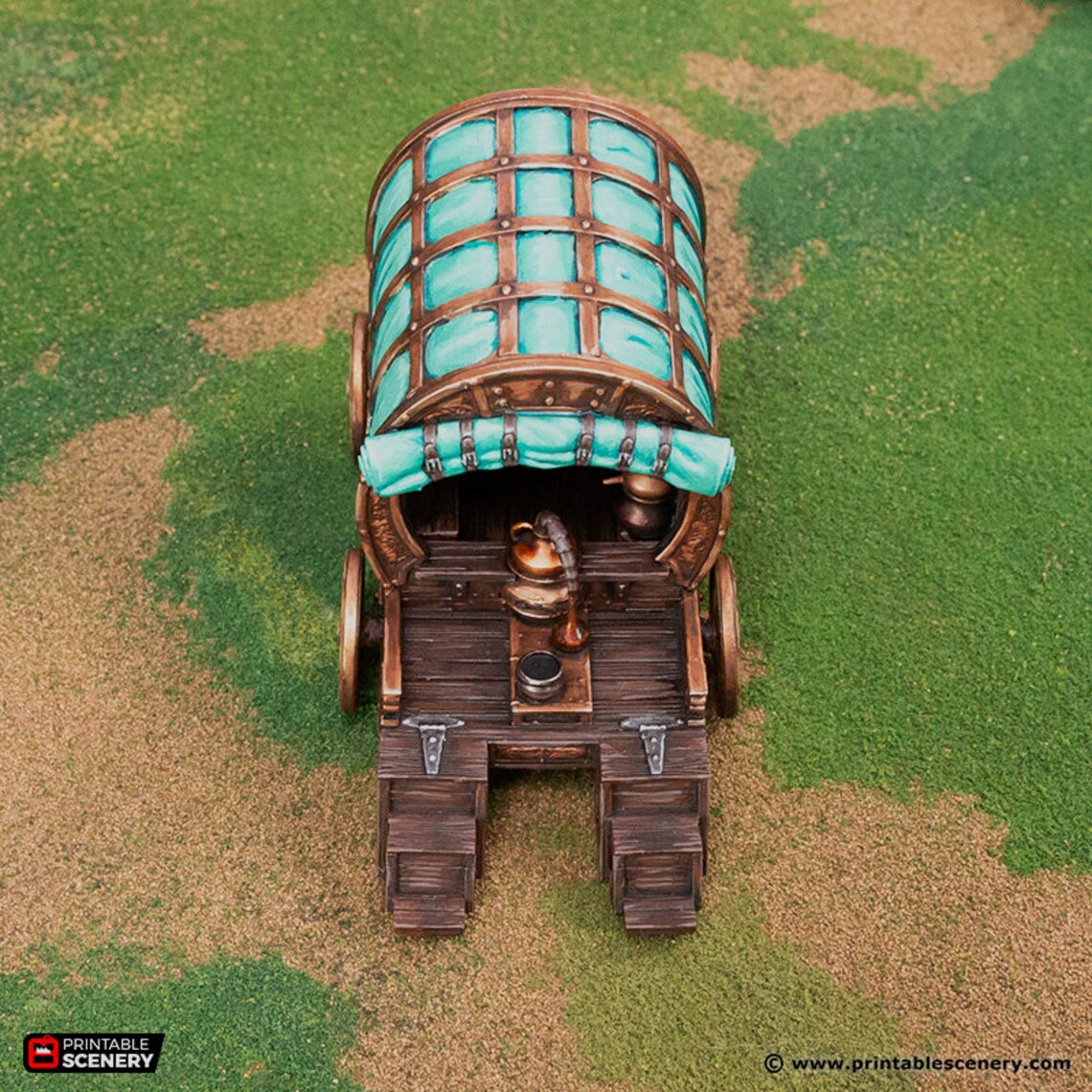 Dnd Potion Merchant Cart Alchemist Gypsy Wagon Tabletop Scatter Terrain ...